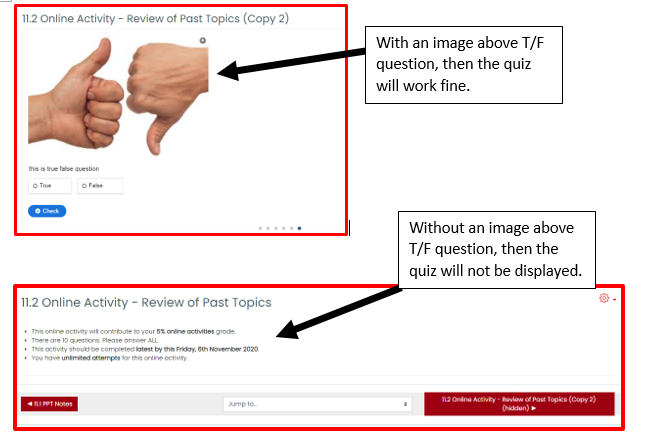 True/False question type in Quiz (Question Set) in Moodle | H5P